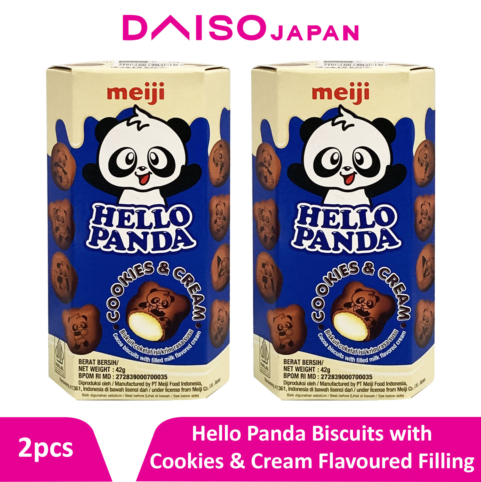 Daiso Meiji Hello Panda Cookies & Cream (42g x 2 packs) | Shopee ...