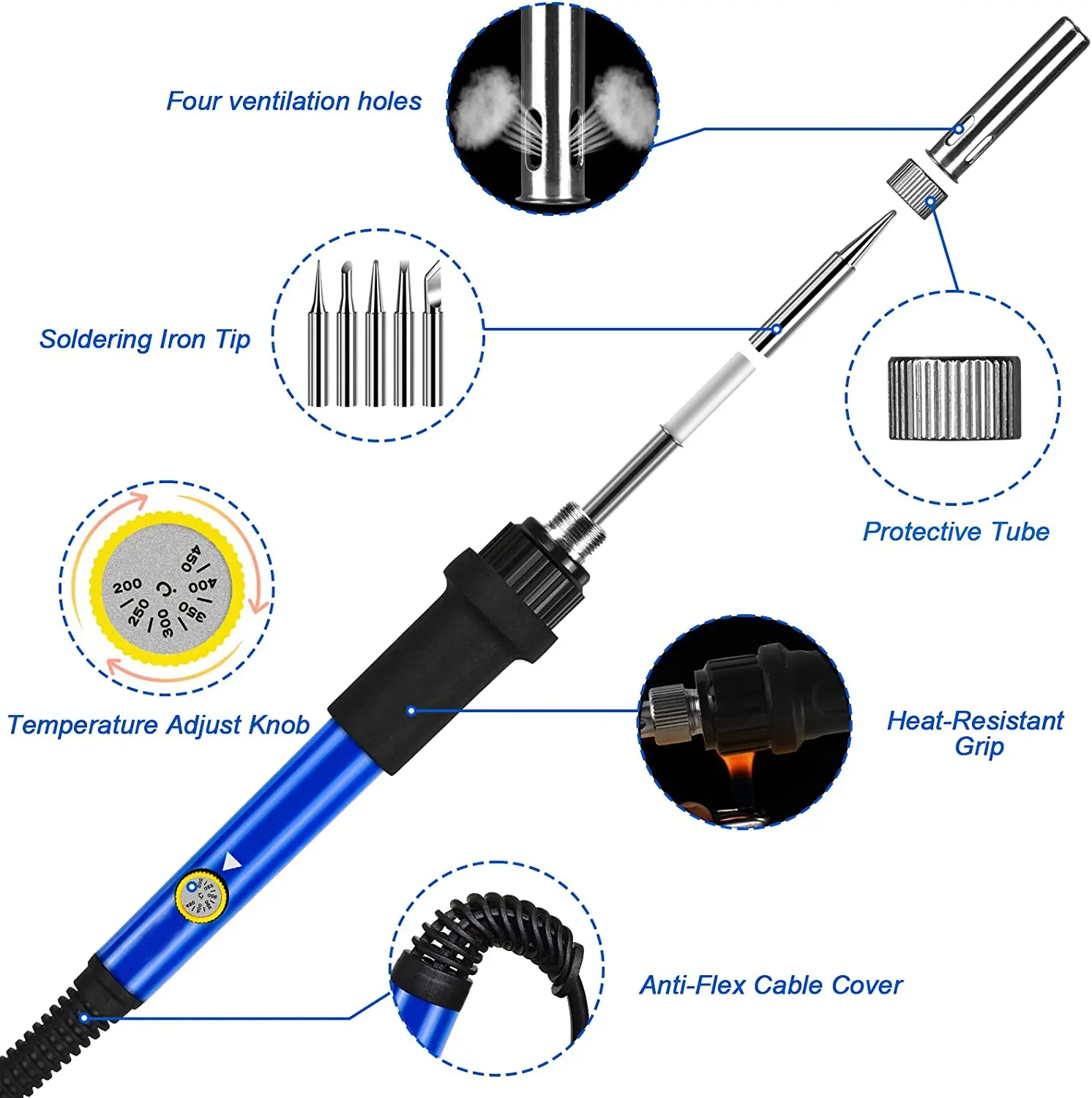 Electronics Soldering Iron Kit 60W 220V Adjustable Temperature Welding ...