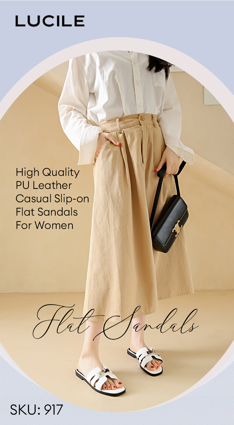 Lucile New High Quality Silver Tone Hardware Flat Sandals Slippers ...