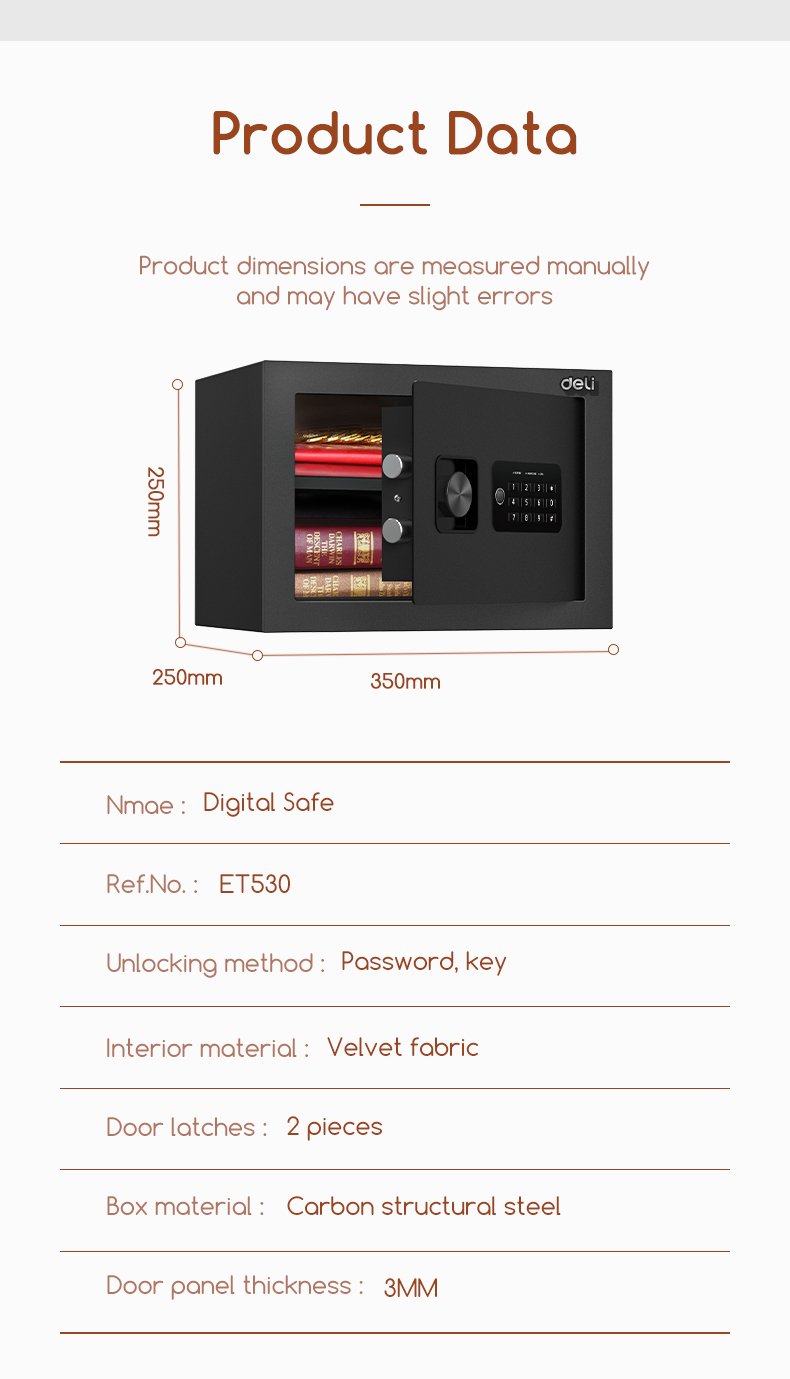 Deli Digital Safe Box Password Safe Deposit Box Carbon Alloy Steel ...