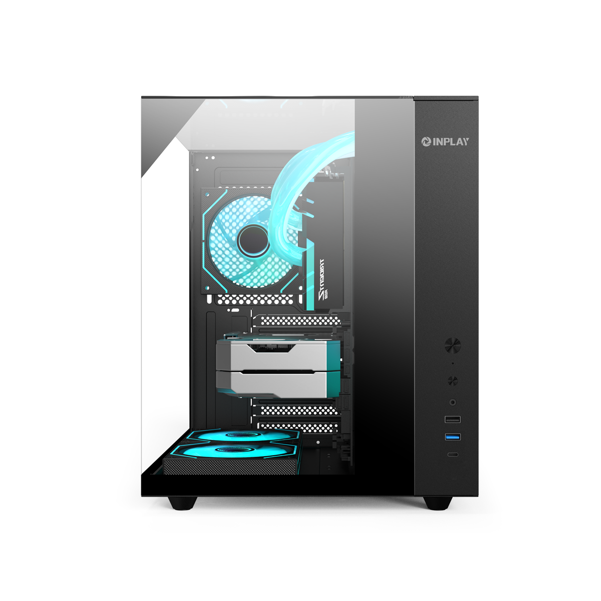 Inplay Seaview Summer PC Case Build-in 3 ARGB Fan Tempered Glass Gaming ...