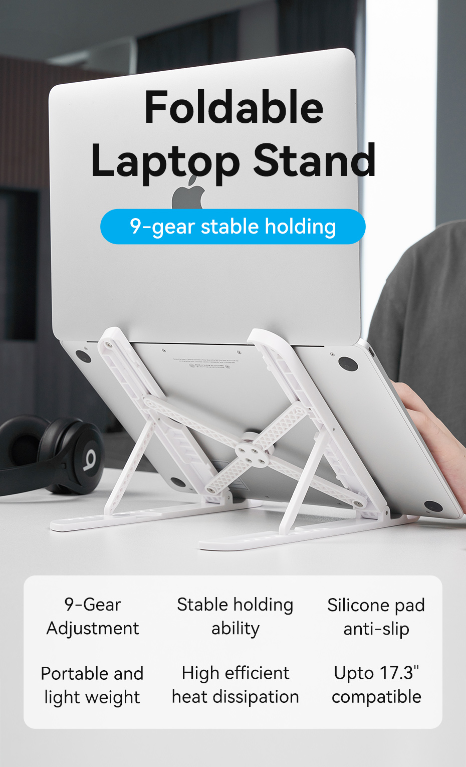 Vention Foldable Laptop Stand ABS Type White Up to 17 inches Laptops ...
