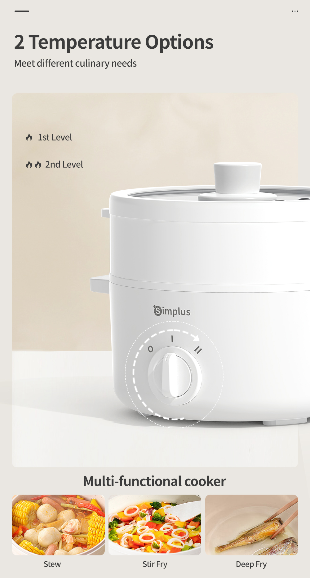 INSSA x Simplus Electric Cooker 1.5L/3L Rice Cooker with Steamer Multifunctional Non Stick ...