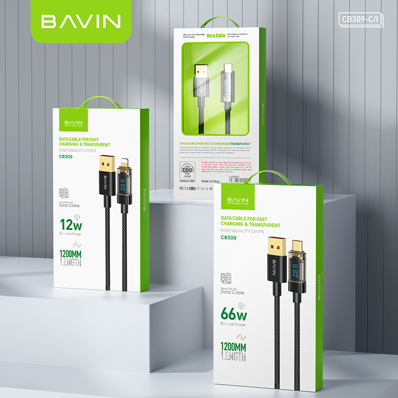 BAVIN CB309 12W Fast Charging Data Transfer Cable w/ Power Display for ...