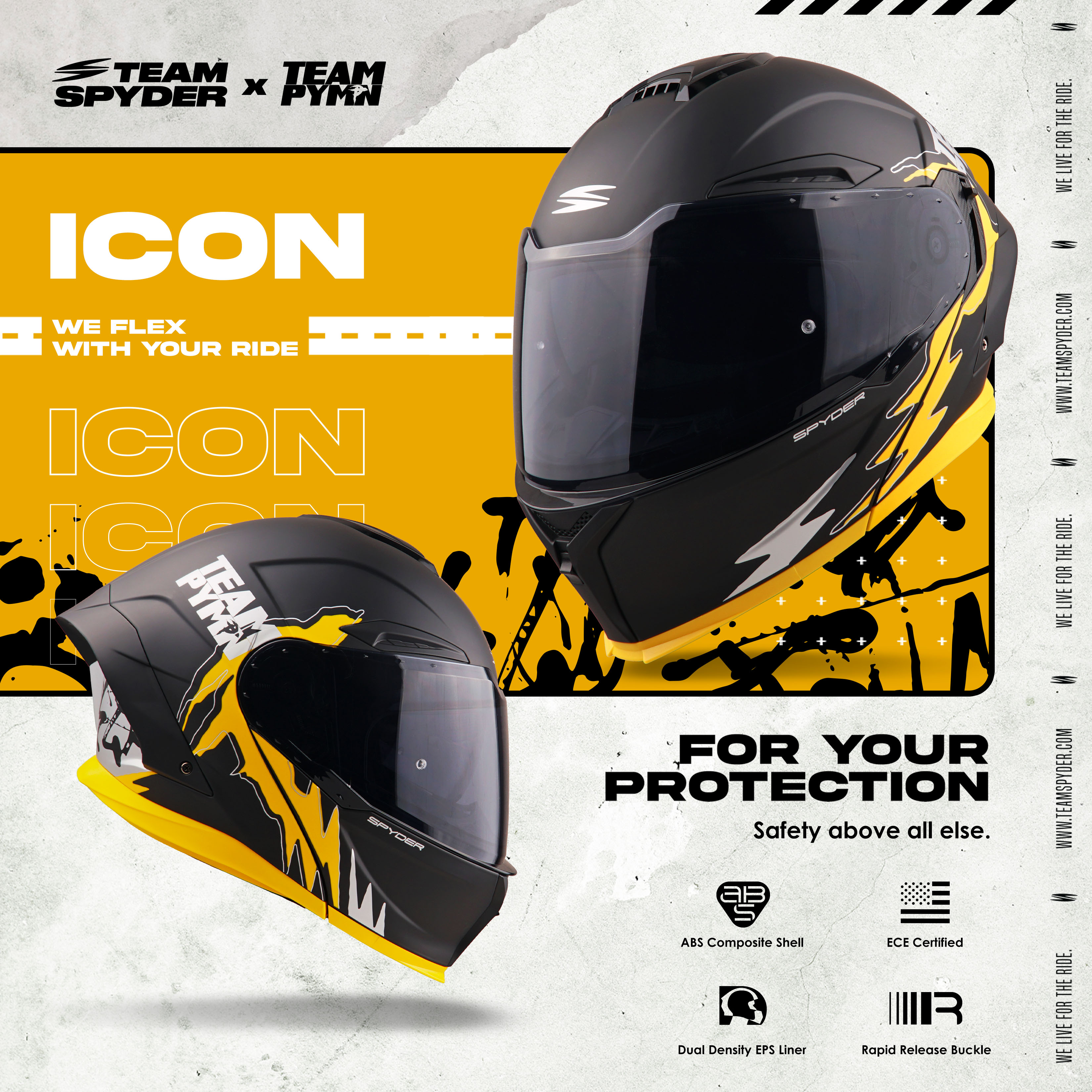 Spyder x Team Payaman Icon GD Modular Motorcycle Helmet with Dual Visor ...