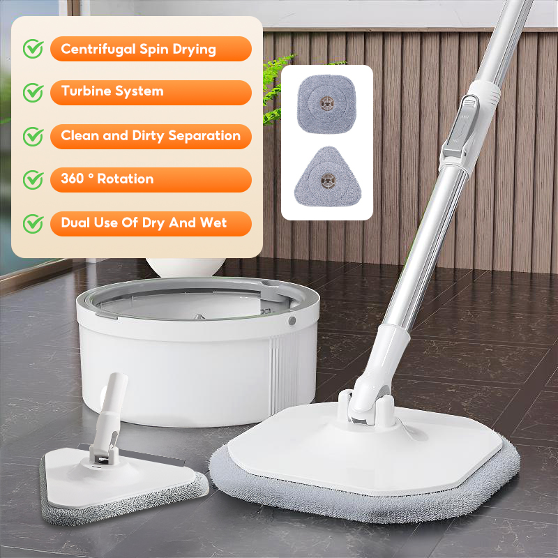 MODOFO Spin Mop With Spinner and Bucket Hand Wash Free Heavy Duty ...
