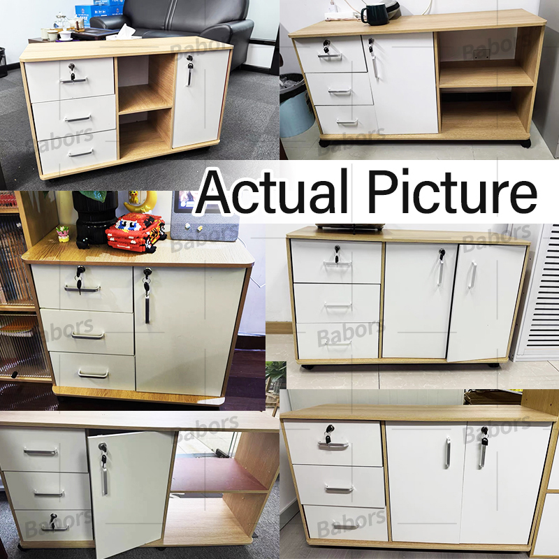 Office File Cabinet with Lock Wooden Locker Data Storage Cabinet Drawer ...