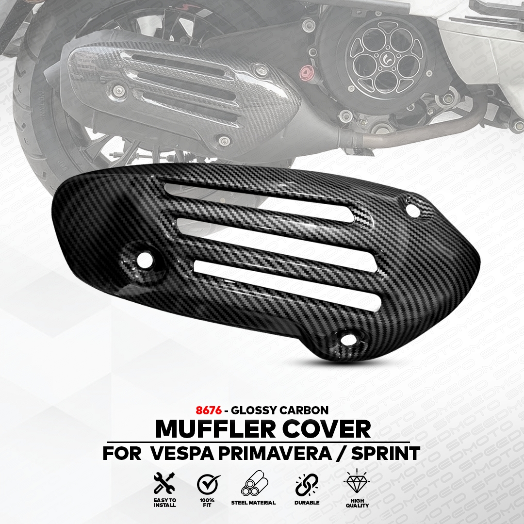 MOKOTO VESPA PRIMAVERA 150CC / SPRINT 150 MUFFLER COVER CARBON / STEEL ...