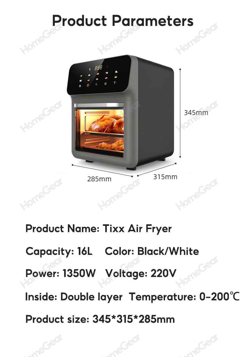 Tixx Air Fryer Oven 16L Large Capacity Kitchen Appliance 1350W Oil-Free ...