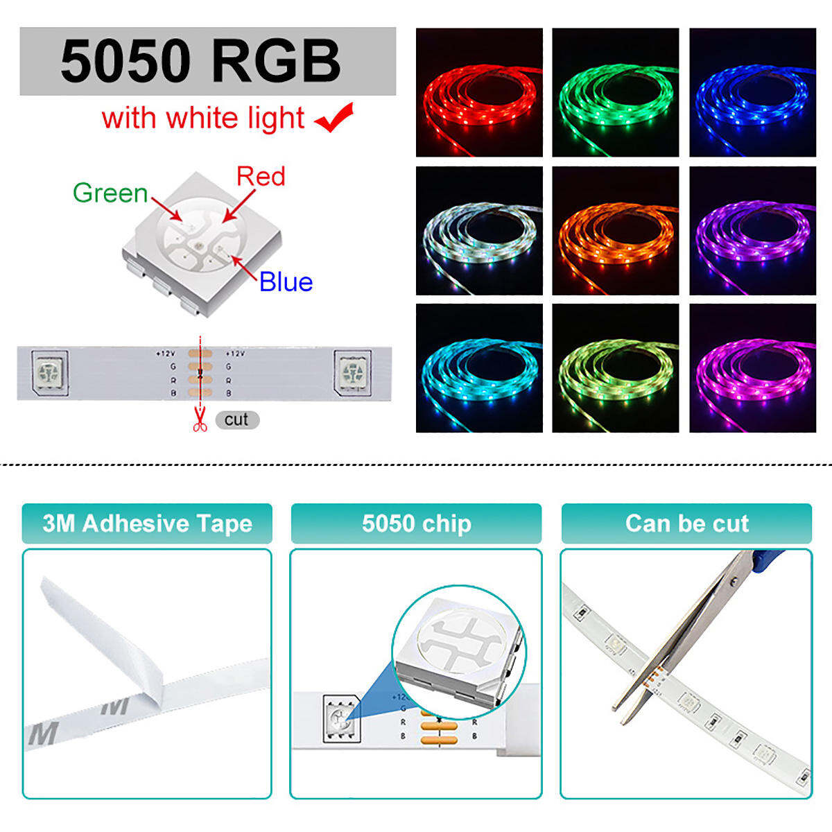 LED light for room Strip Lights Flexible 16Colours Changing DIY ...