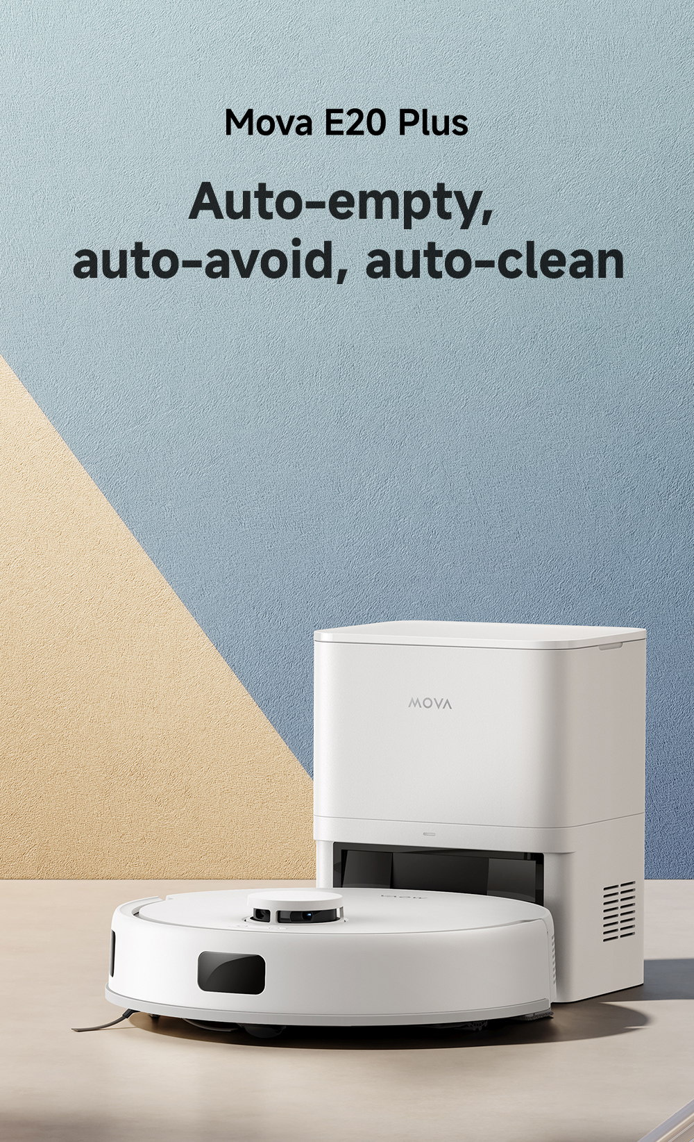MOVA E20 Plus Robot Vacuum Cleaner and Mop Suction Auto Collect and empty Dust Precise Map ...