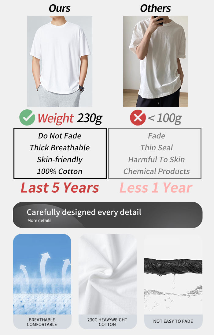 BABULIN Oversized T-Shirt For Men & Women 100% Cotton 230GSM Plain ...