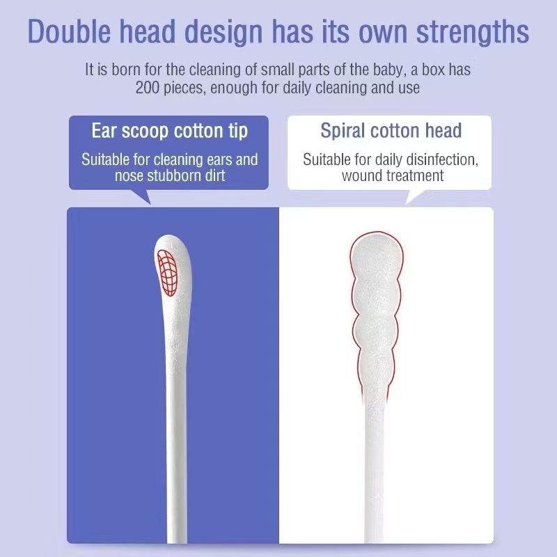 200pcs/box Double-headed Baby Cotton Bud Swabs Baby Ear Spoon Screw ...