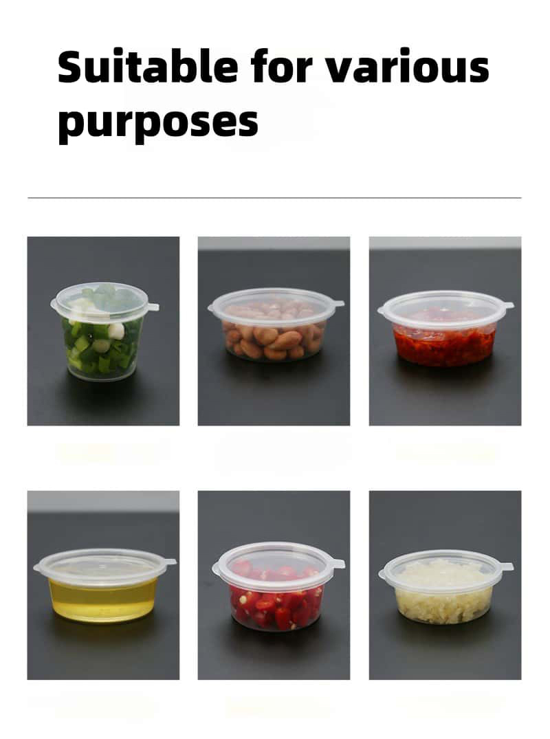 50 -100 pcs Hinged Cup Sauce Cup 1/1.5/2/3/4oZSalad Cup With Hinged Lid ...