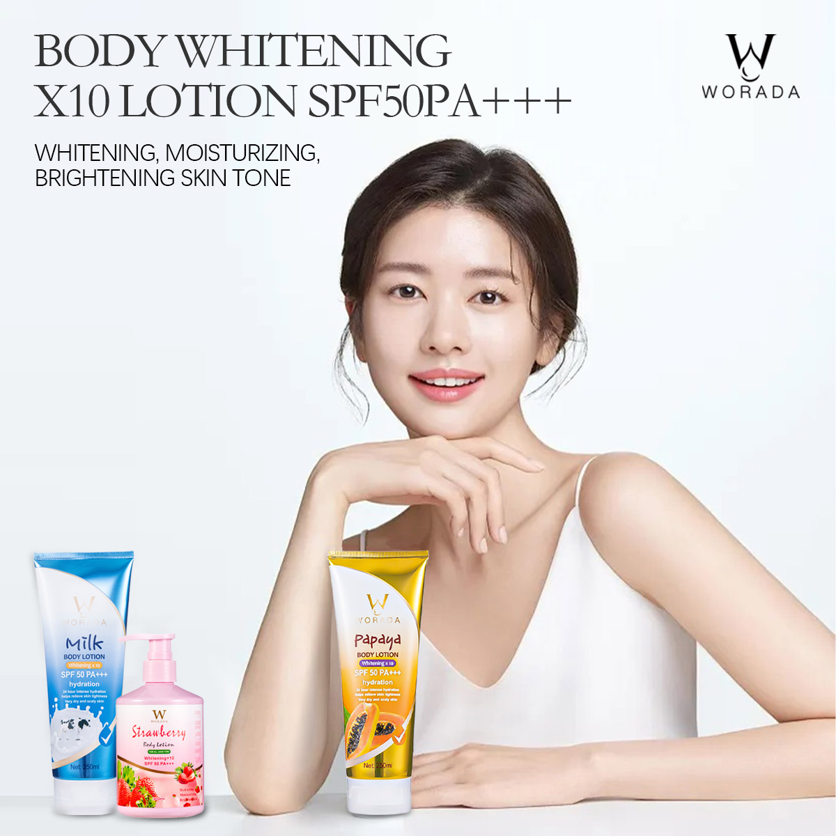 【Buy1Take2】 FDA WORADA Whitening X10 SPF 50 PA+++ Body Lotion Glutamic ...