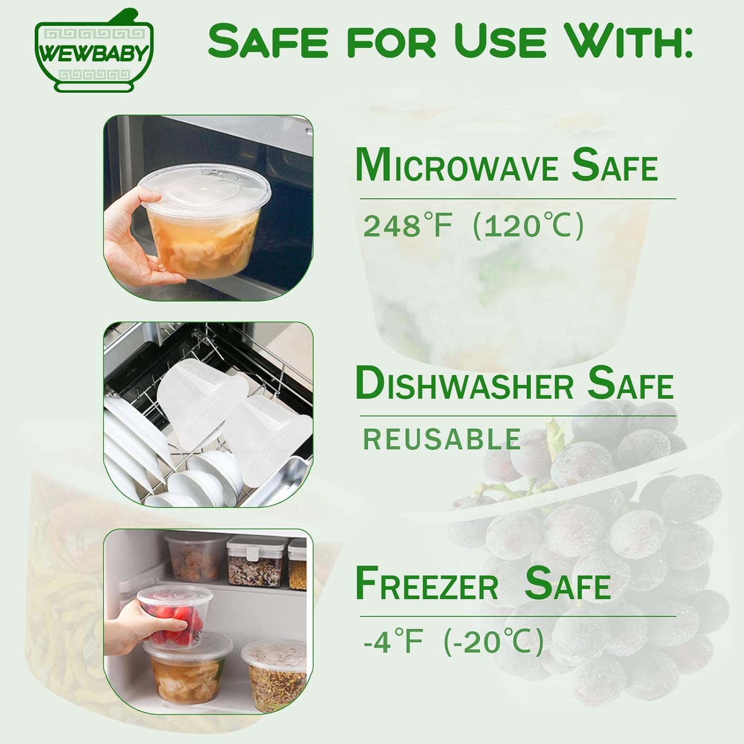 [50pcs]Round Microwavable Food Container Disposable Plastic Transparent ...