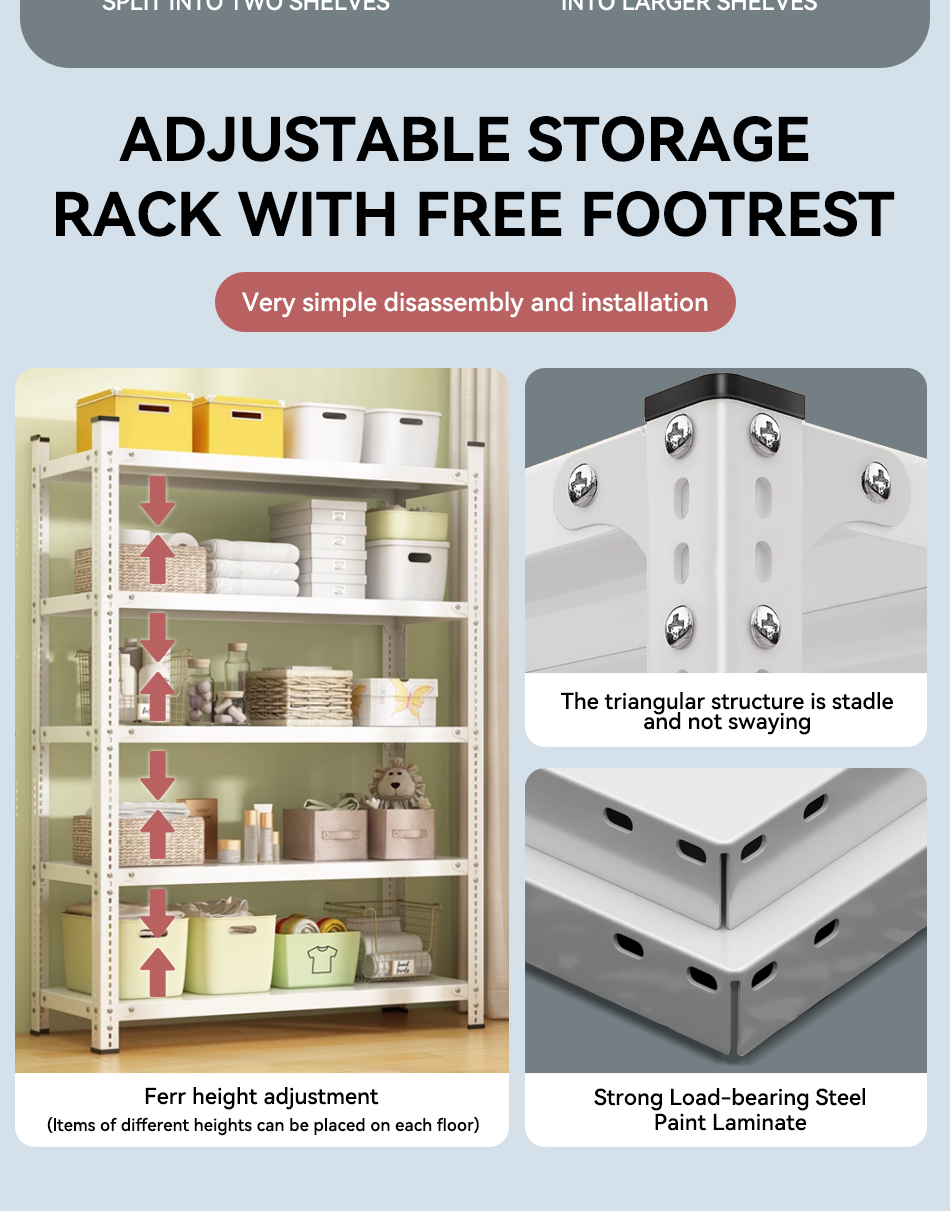 DRG 3-5 Layer Metal Rack Steel Shelf Rack Boltless Organizer Stainless ...