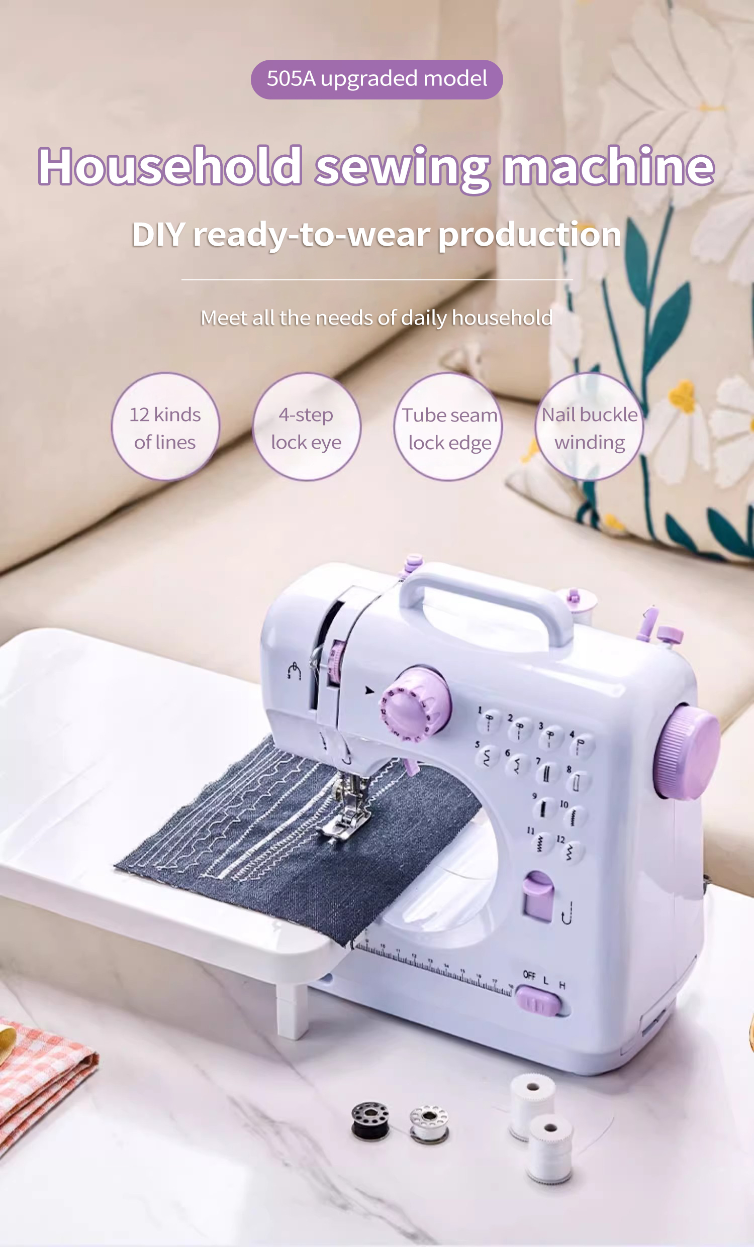 Portable Electric Sewing Machine 12 Stitches Mini Sewing Machine Heavy ...