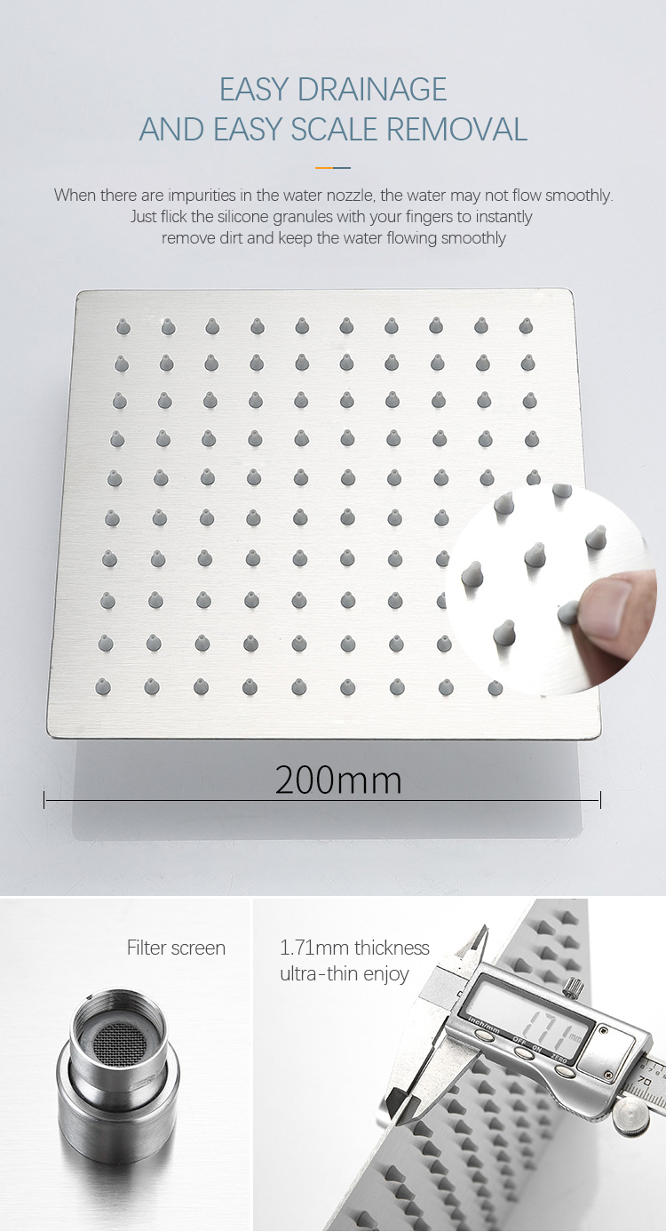 Adjustable High 304 Stainless Steel Square Shower Set with Faucet ...