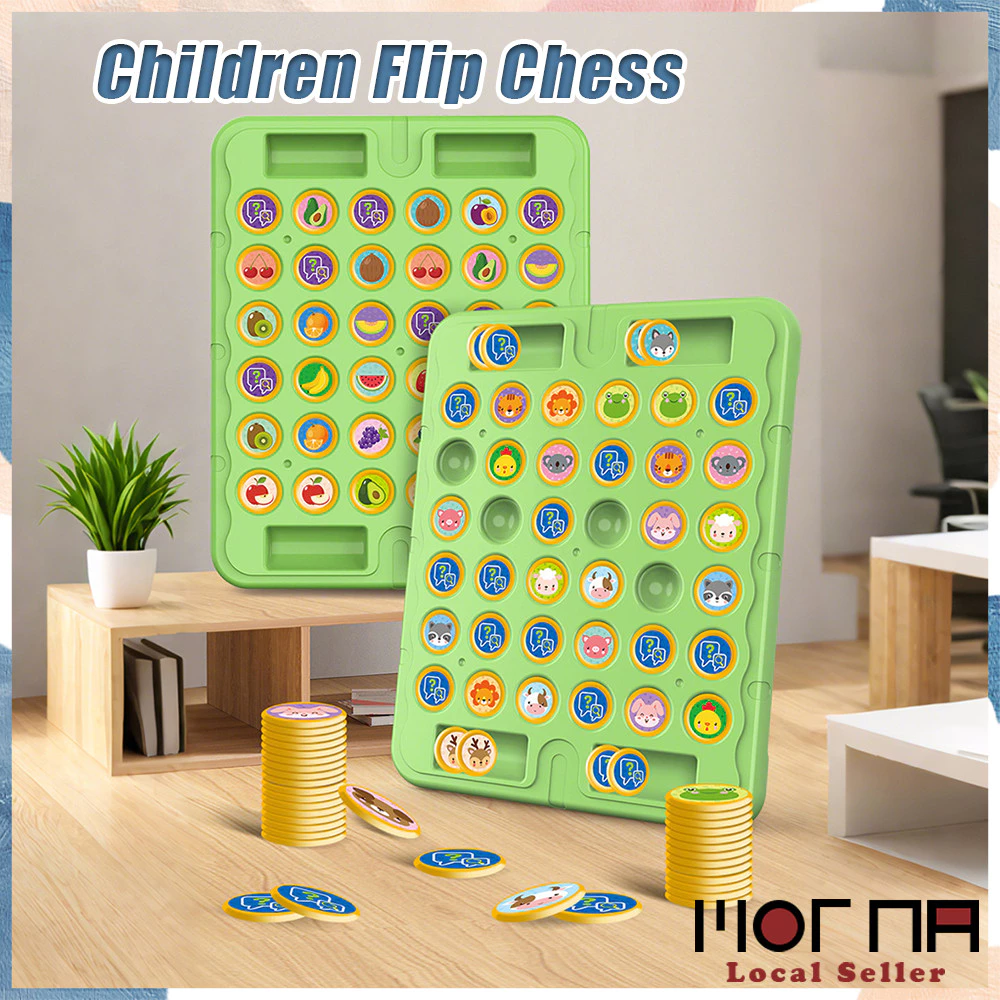 Children Flip Chess Board Toys Creative Educational Toys Animal Fruit ...