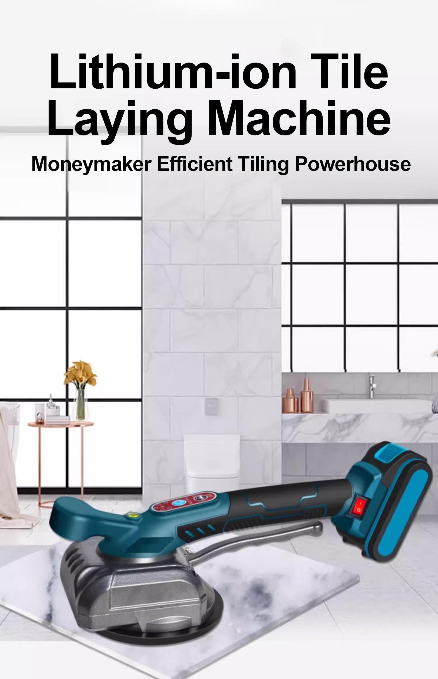 【With 1/2 Lithium Battery】500W Portable Tile Shaker 5 Speed Adjustable ...