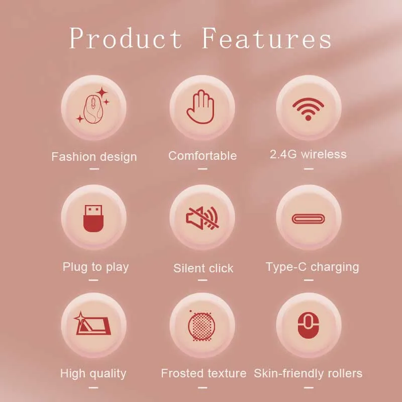 Inphic M8 Wireless Mouse Rechargeable Mice Silent Ergonomic Girls Cute ...