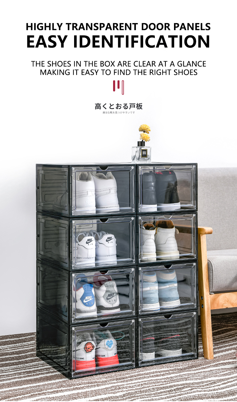 【In stock】Acrylic shoe box Magnetic side drop shoe boxStackable Large ...