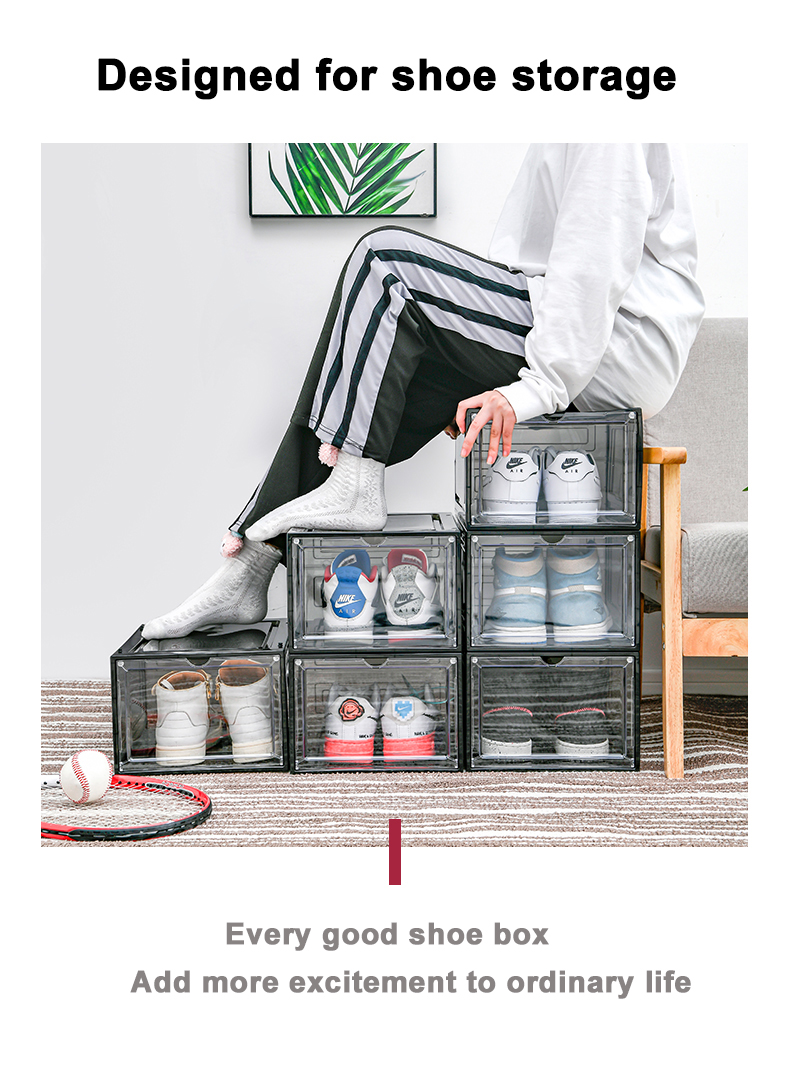 【In stock】Acrylic shoe box Magnetic side drop shoe boxStackable Large ...