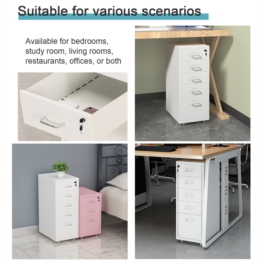 Metal Cabinet With Lock 3/5/6L Unit-Minimalist Home Office Drawer File ...