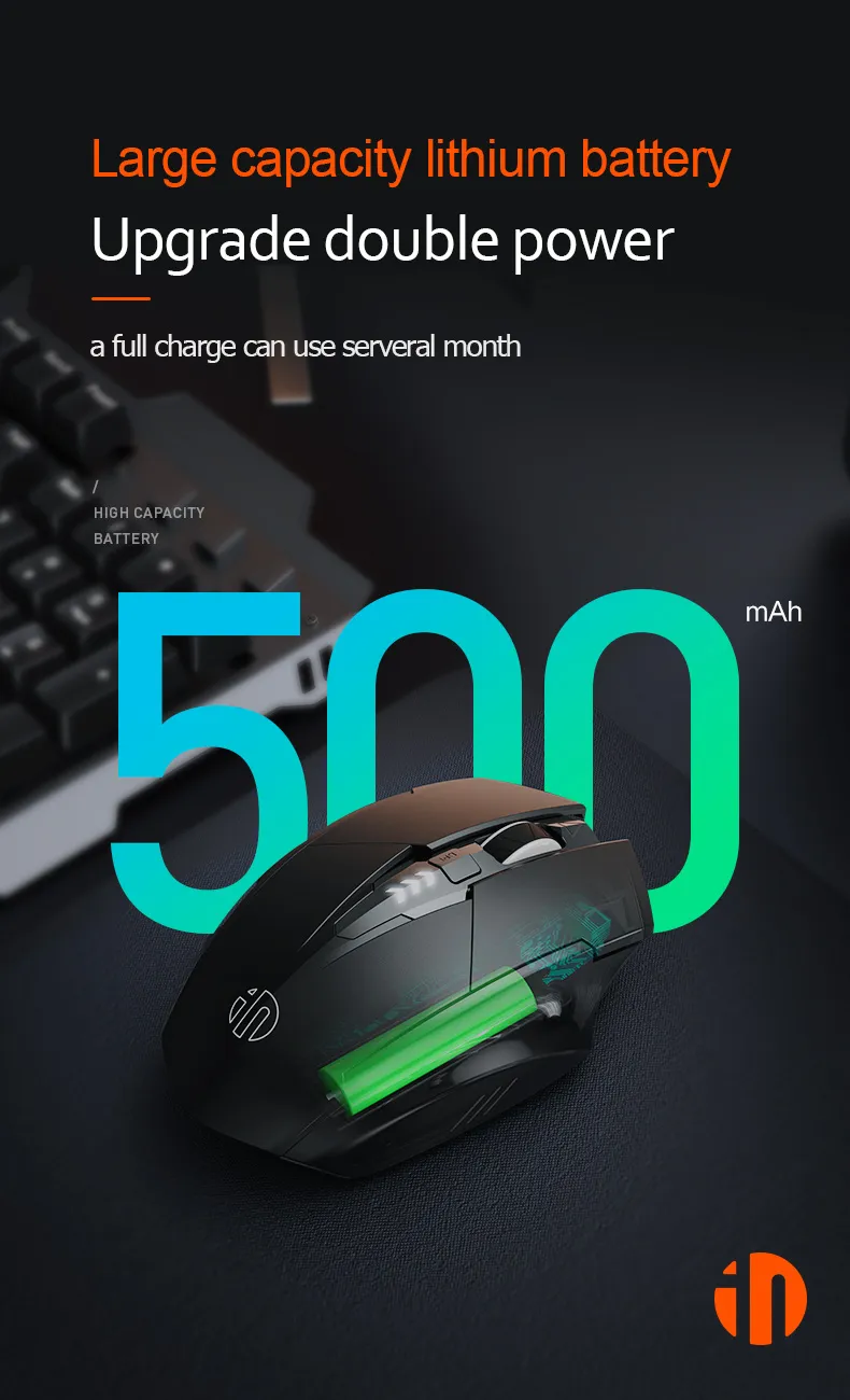 Inphic A1 Bluetooth Wireless Mouse Rechargeable Ergonomic Silent Mouse ...