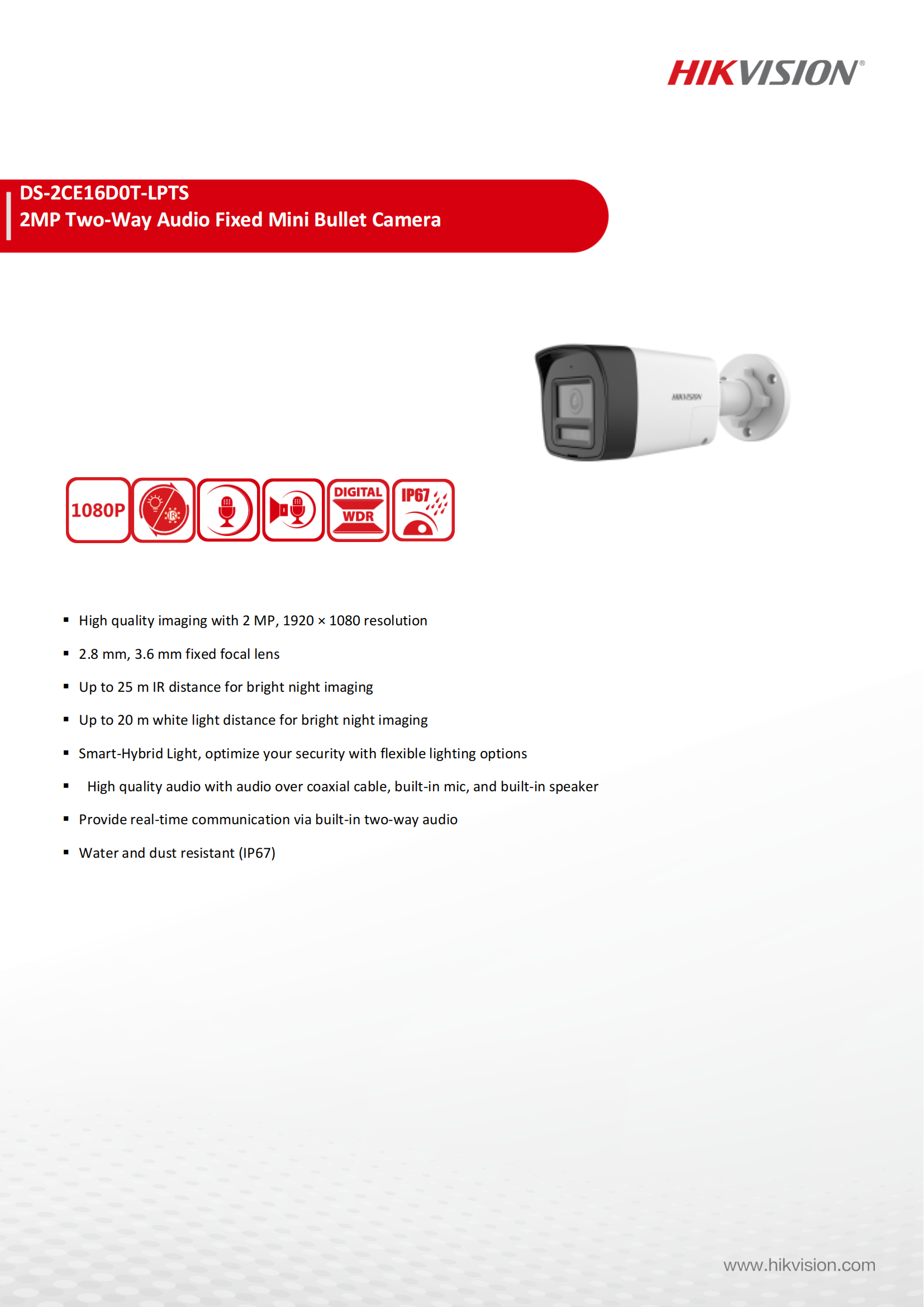 Hikvision Two-way Audio CCTV package 4CH 8CH 2MP ColorVu Smart hybrid ...