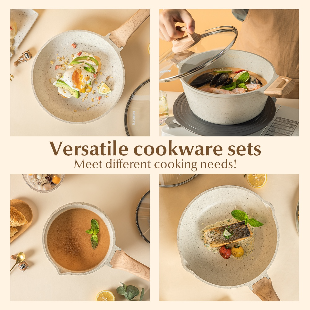 【LEUSE】Medical Stone Non-Stick Cookware Set - 5 Colors - Healthy Frying ...