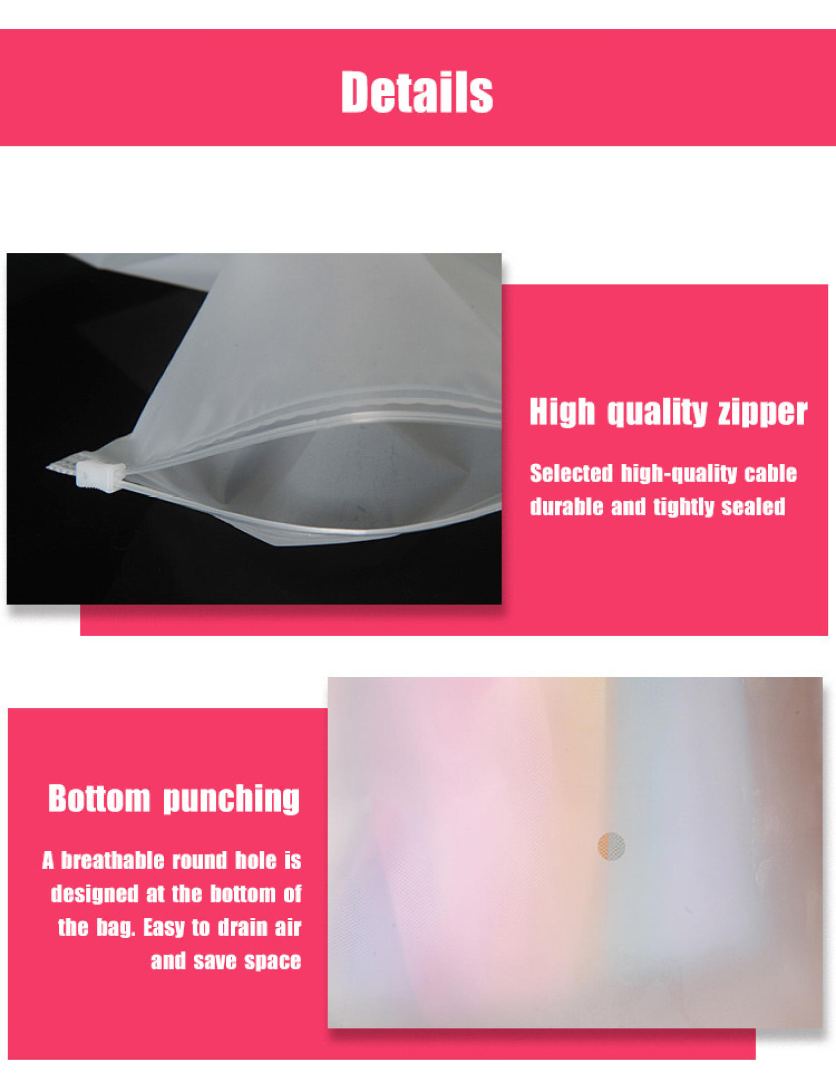 Frosted Matte Zip lock Transparent Packaging Travel Pouch Clothes Socks ...