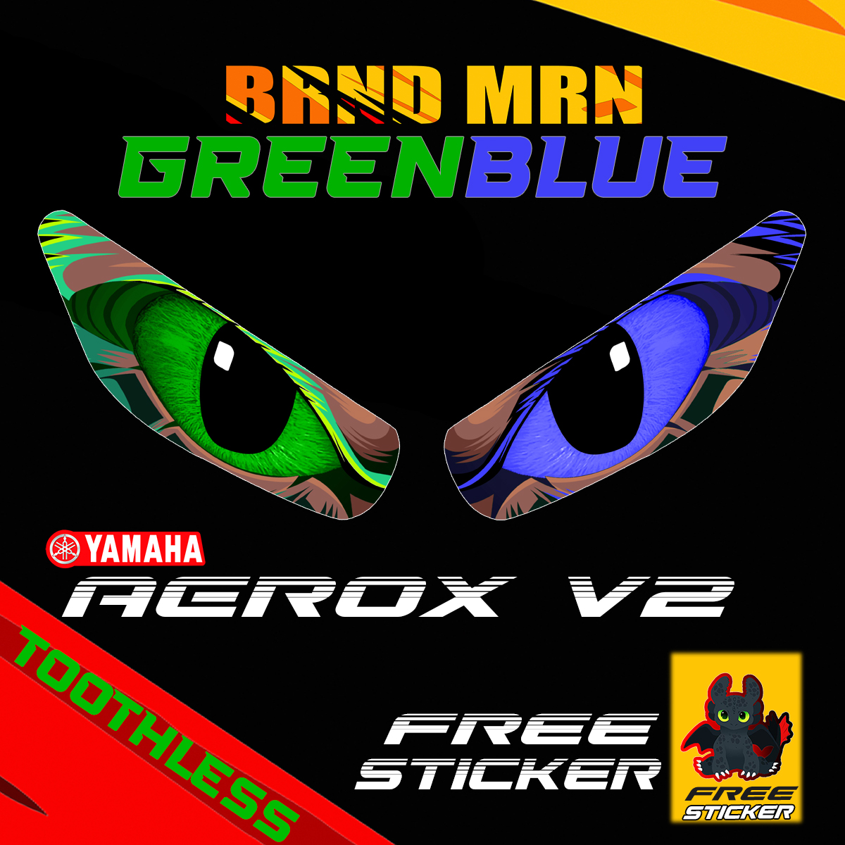 YAMAHA AEROX 155 V2 Headlight Toothless Eye Sticker Tint | Shopee ...