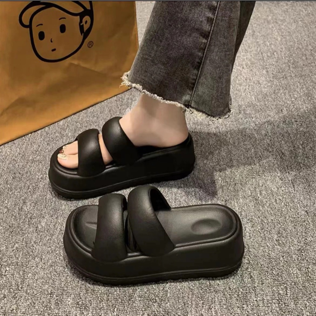 Trendy Chunky Two strap and Sipit rubber slippers sandal thick sole ...
