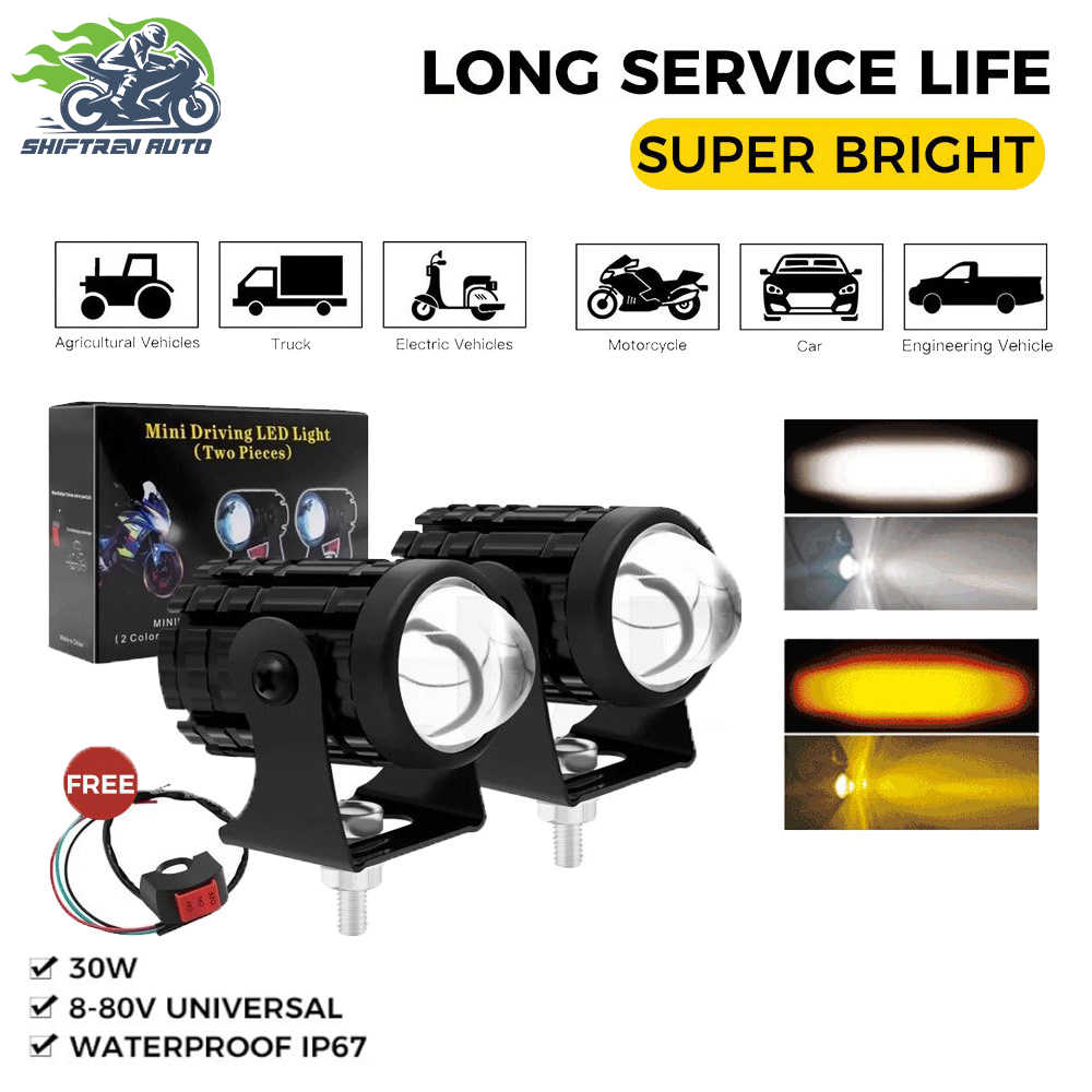 Motorcycle HeadLight 1Pair 60w Super Bright Mini 2Color Free Switch ...