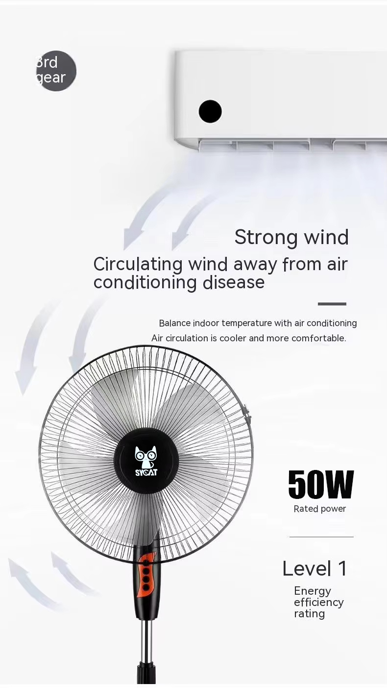 SYCAT 50W Buy 1 Take 1 Stand Fan Shakeable head Strong Wind Floor Fan ...