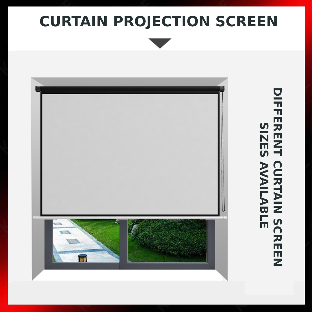 Projector Screen 4:3 16:9 100"/84"/72"/60" Pull Down Curtain HD Viewing ...