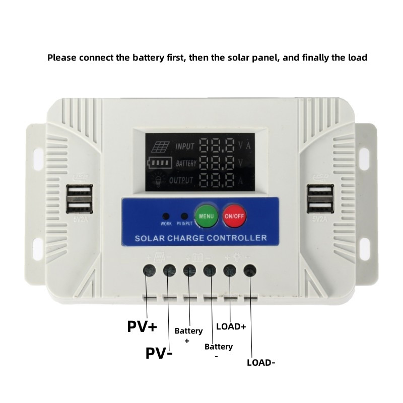 30A MPPT Solar Controller with LCD Screen - 12V/24V 4 USB Ports ...