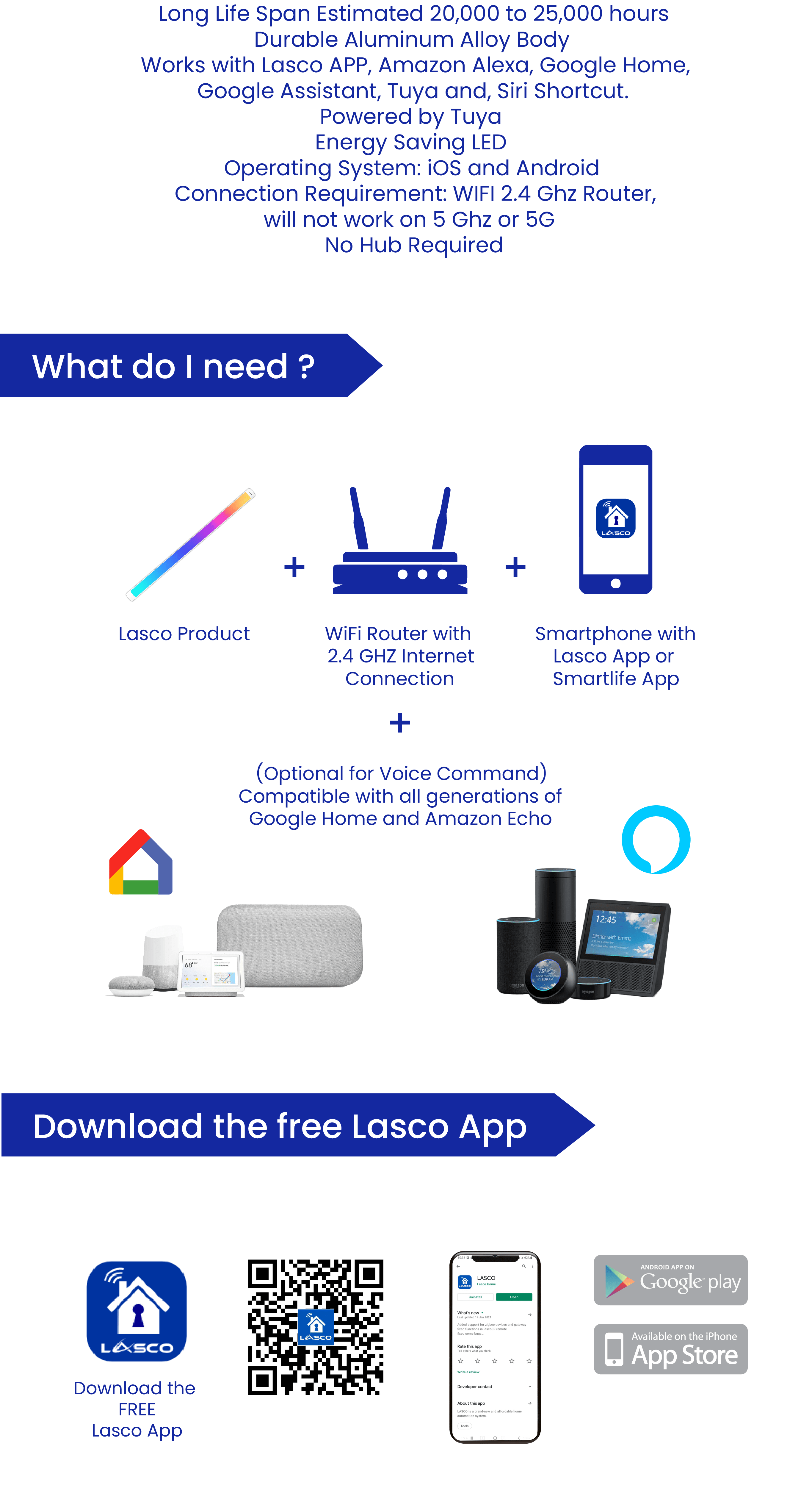 Lasco Wi-Fi Smart Home Lighting Smart Batten Light WIFI Light RGB ...