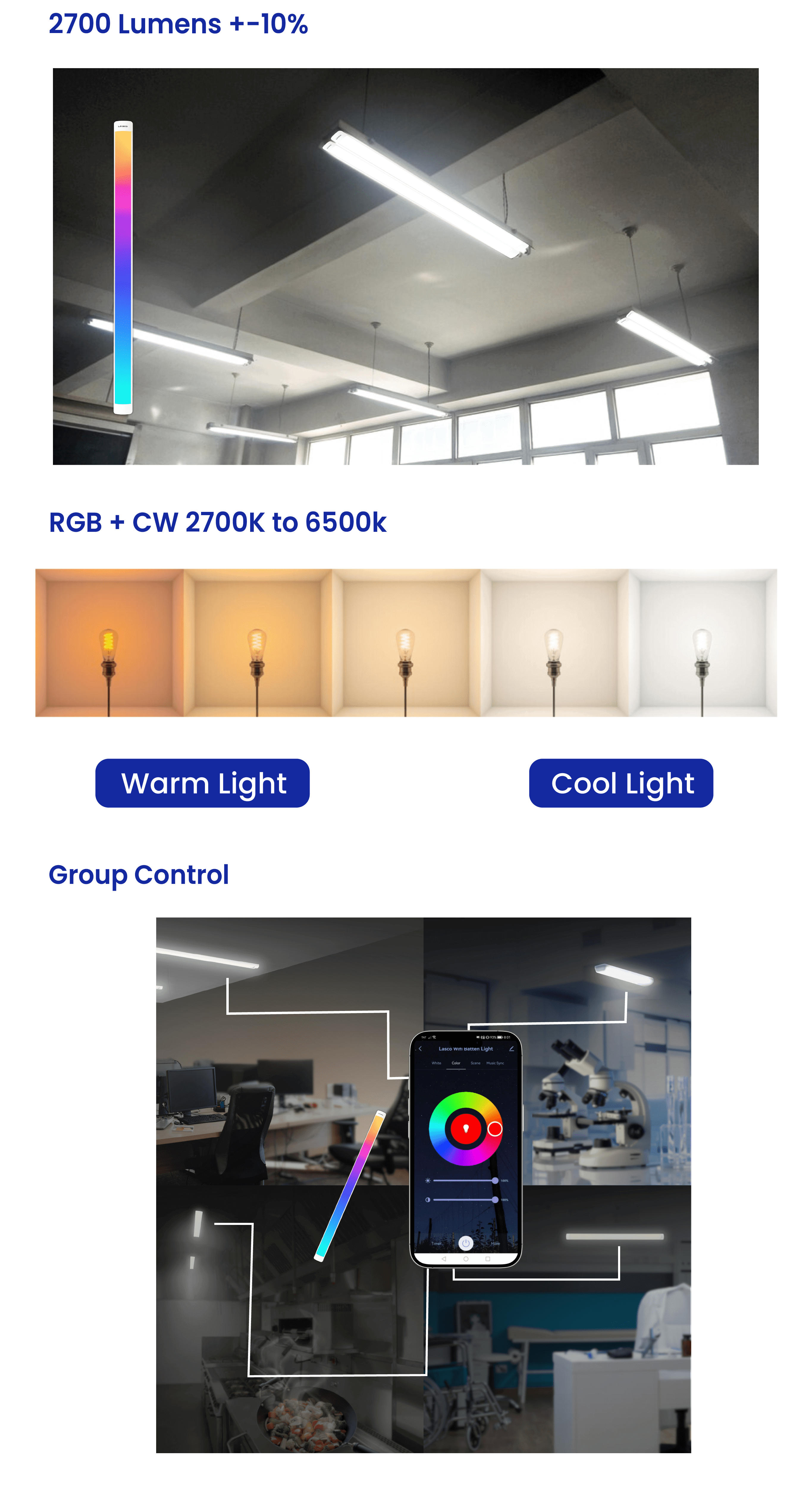 Lasco Wi-Fi Smart Home Lighting Smart Batten Light WIFI Light RGB ...