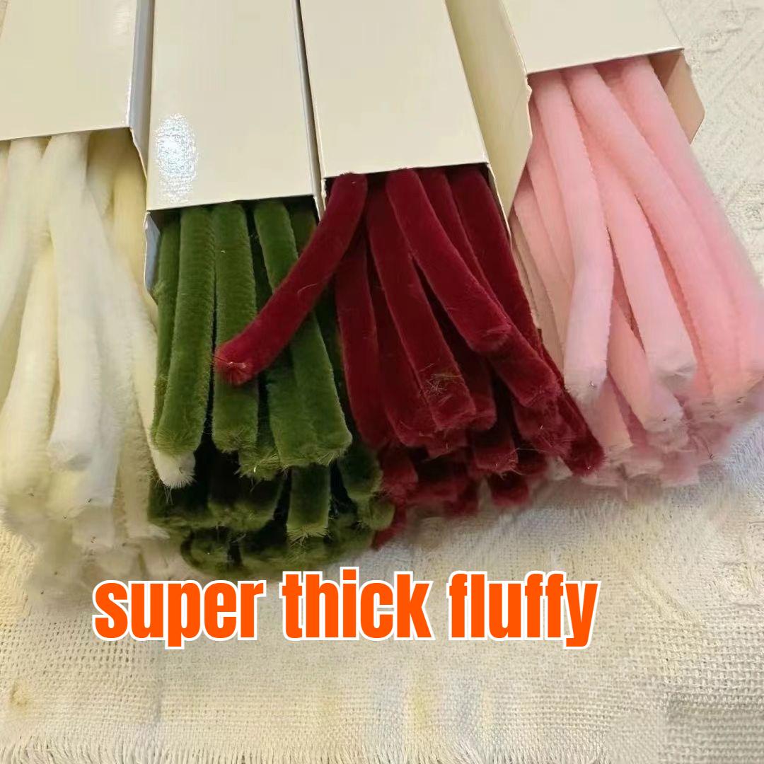 100Pcs Fuzzy Wire Set DIY Plush Flower Fake Flower Craft Pipe Cleaners ...