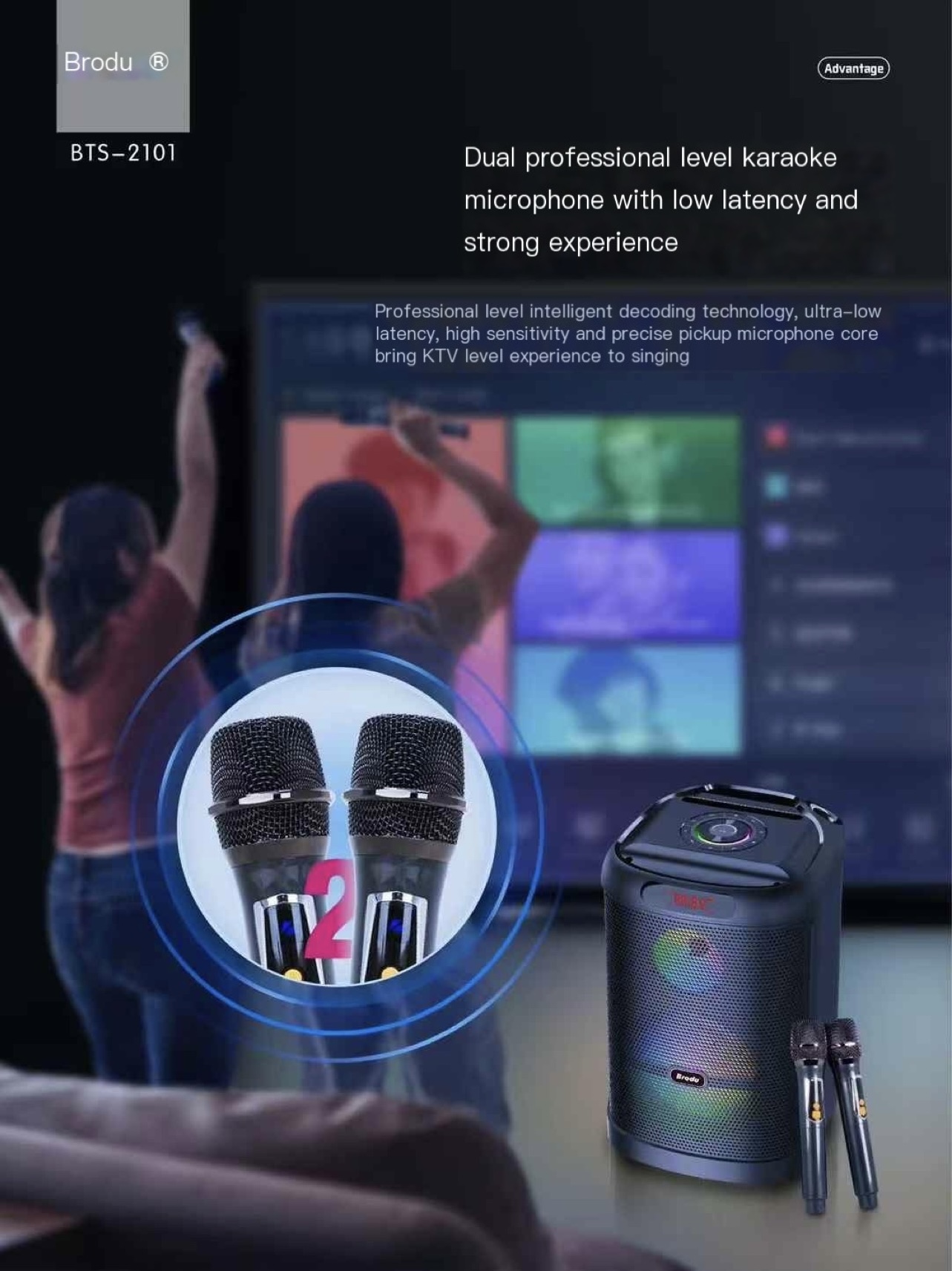 Brodu BTS-2287 IKARAOKE BOX Professional System Bluetooh Speaker With ...