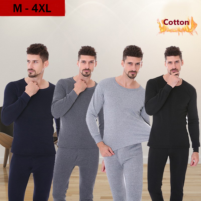 M-4XL Heattech Men Thermal Clothes for Men Thermal Innerwear Set Autumn ...