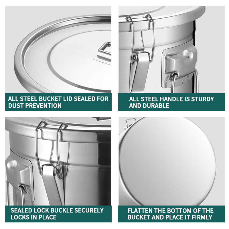 304 Thicken Stainless Steel Closed Rice Bucket With Lock Buckle Against ...