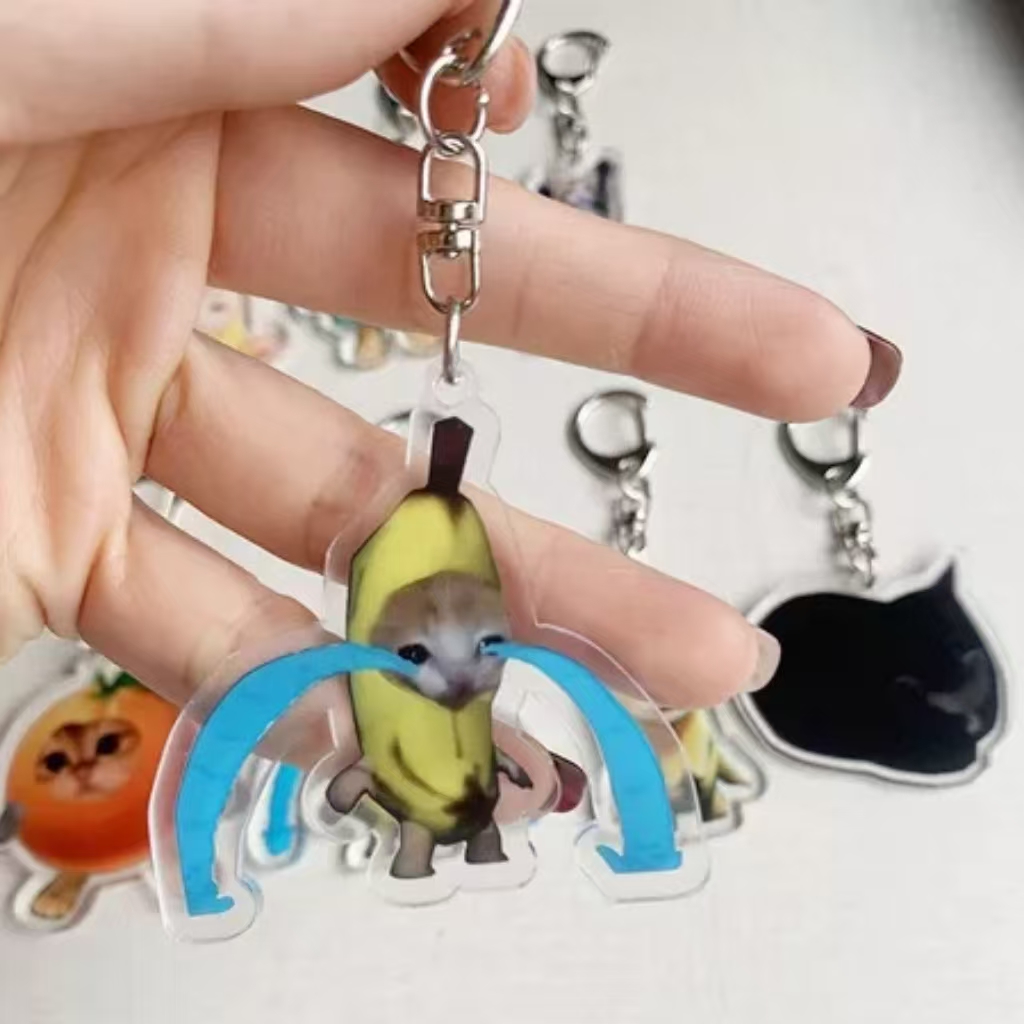 Food Cat Banana Cat Acrylic Expression Keychain Funny Cat Backpack ...
