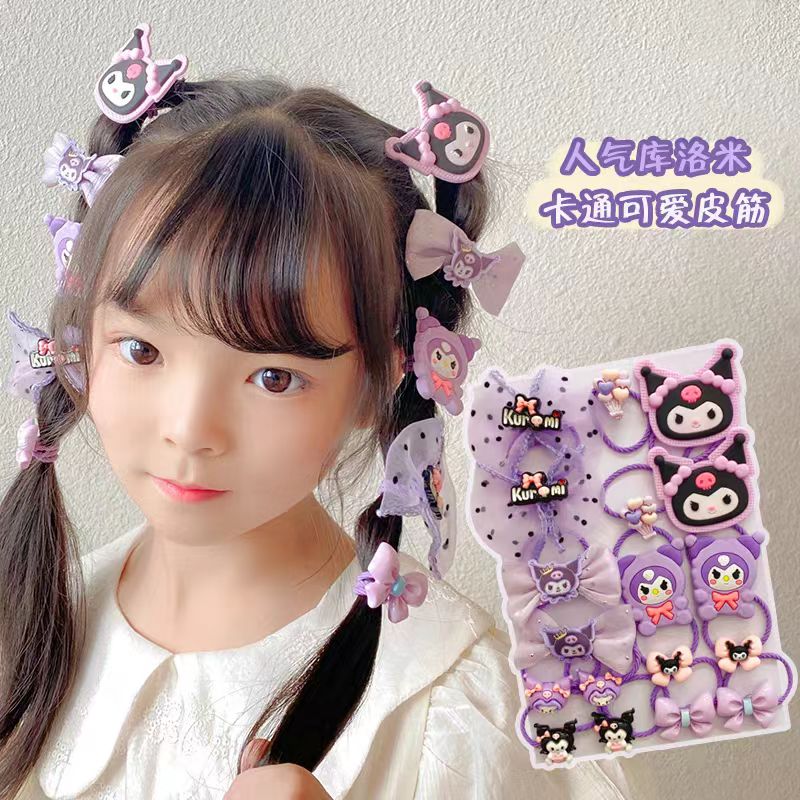 18pcs Set Kawaii Sanrio Hair Ties Anime Hair Ring Ornaments Cinnamoroll ...