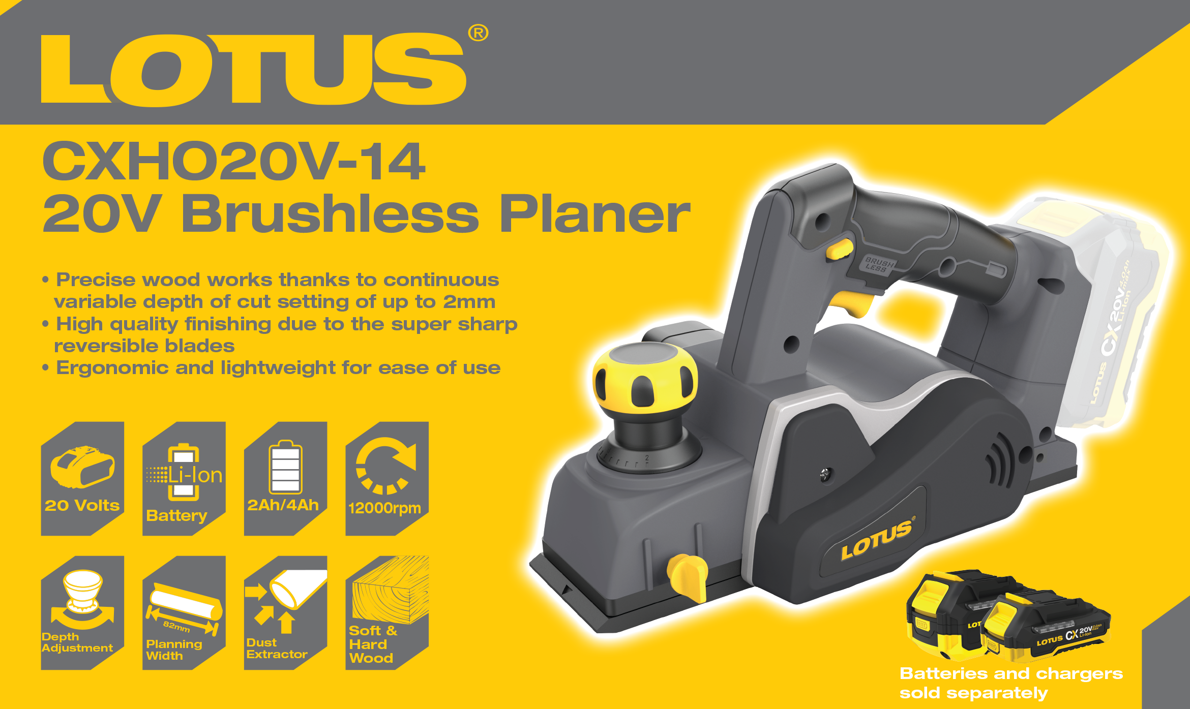 Lotus Planer 20V CXHO20V-14 | Power Tools | Power Sanders | Planer ...