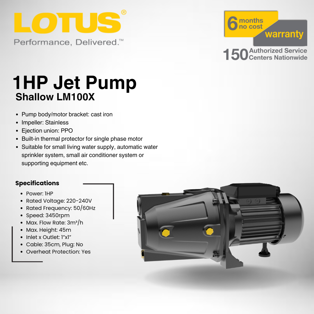 Lotus Jet Pump (SHALLOW) 1HP LM100X - Power Water Pump | Shopee Philippines