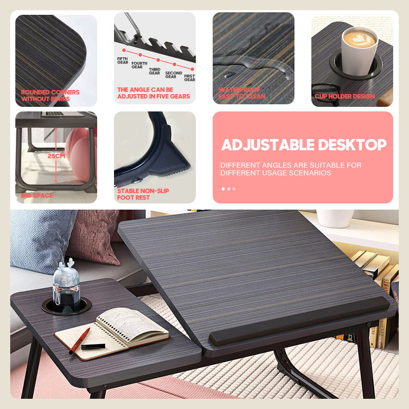 Ergonomic Foldable Simple Laptop Desk, Bedside Study Desk, Adjustable ...